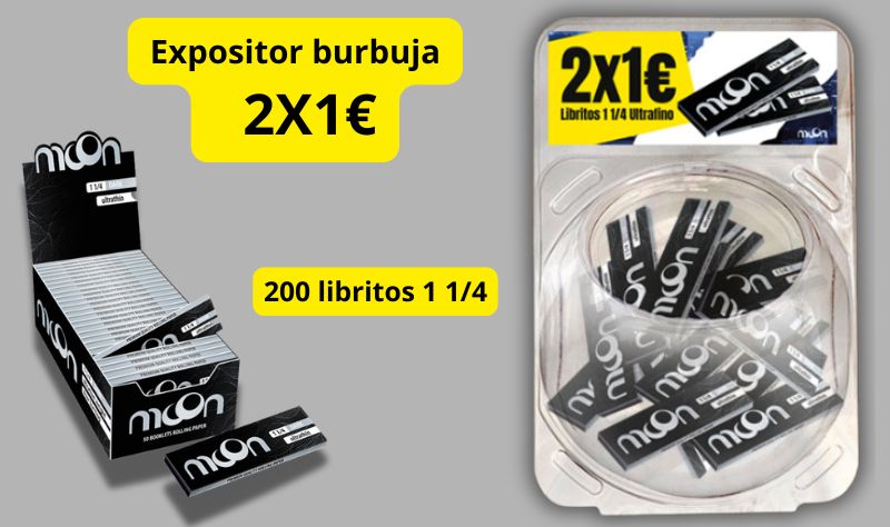 PROMO BURBUJA 2X1 PAPEL MOON DARK 1 1/4 200 LIB - SuperEstanco